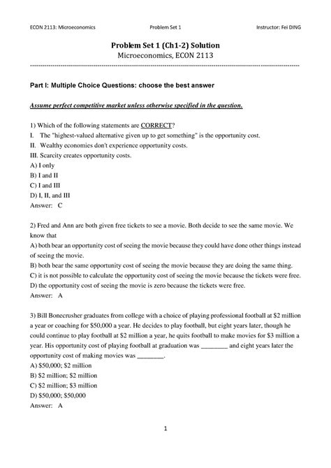 PS1 Solu First Problem Set Problem Set 1 Ch1 2 Solution