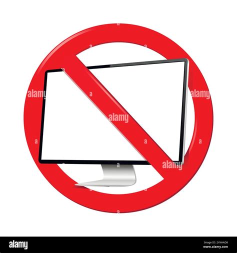 no computer sign not use monitor prohibited sign on white background
