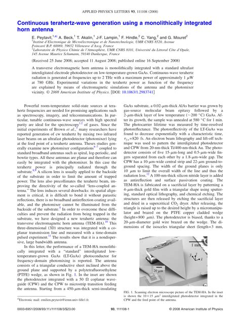 Pdf Continuous Terahertz Wave Generation Using A Monolithically Integrated Horn Antenna