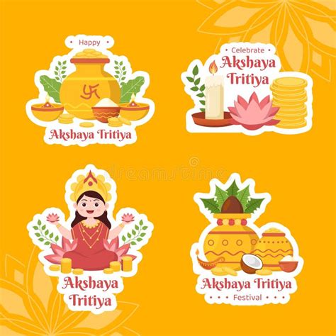 Akshaya Tritiya Festival Label Flat Cartoon Hand Drawn Templates