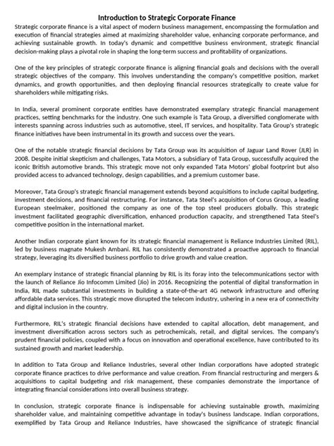 Scf Notes Pdf Strategic Management Finance And Money Management