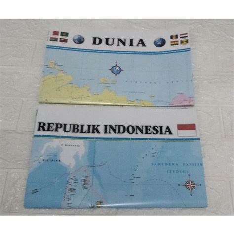 Jual Bundling Peta Dunia Dan Peta Negara Kesatuan Republik Indonesia NKRI Lipat Besar
