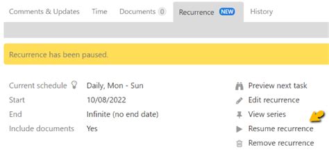 can i pause a recurring task intervals help documentation