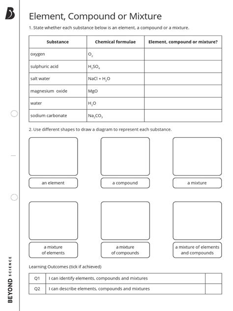 element compound or mixture homework activity sheet ha pdf