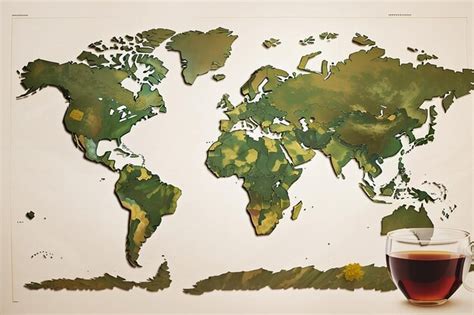 Premium Photo Roughly Outlined World Map With Herbal Tea