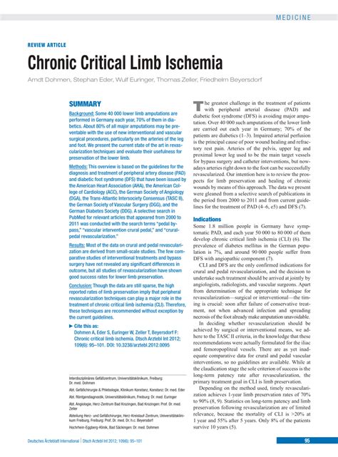 Pdf Chronic Critical Limb Ischemia