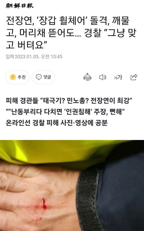 전장연 ‘장갑 휠체어 돌격 깨물고 머리채 뜯어도… 경찰 “그냥 맞고 버텨요” 정치 시사 에펨코리아