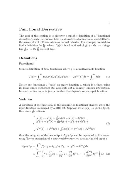 Functional Derivative Definitions Pdf Derivative Function