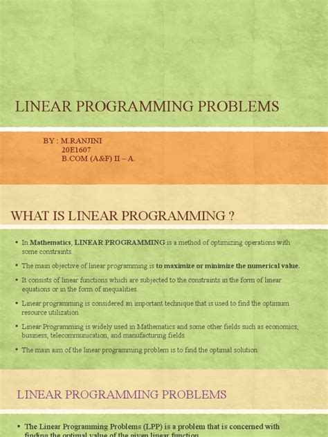 Linear Programming Problems Pdf Mathematical Optimization Linear