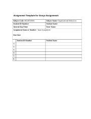 MGMT Organisational Behaviour Team Assignment Template Course Hero