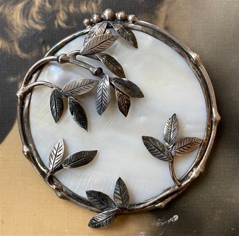 Vintage Sterling Large Pendant 925 Hand Made Artisan Mother Of Pearl