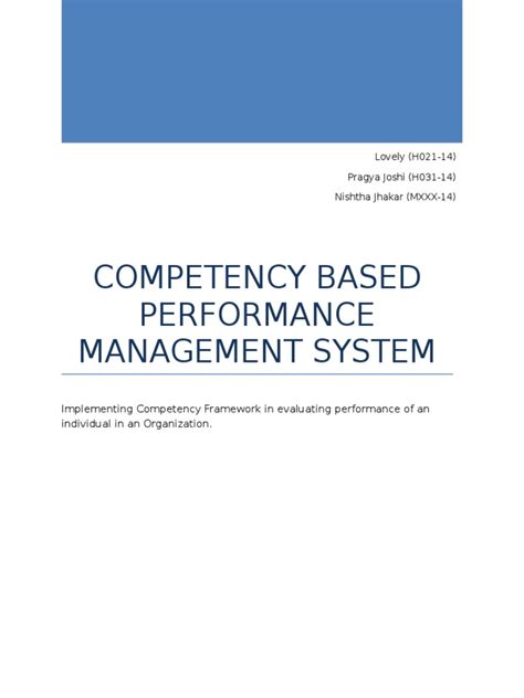 Competency Based Performance Management System Group Pdf