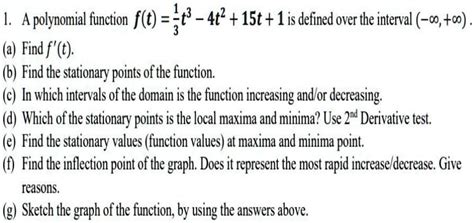 Solved Texts Solve All Parts A Find F T B Find The Stationary Points Of The Function C