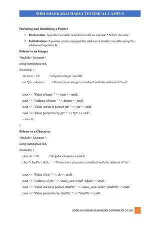 Pointer In C Somesh Kumar Dewangan SSTC PDF
