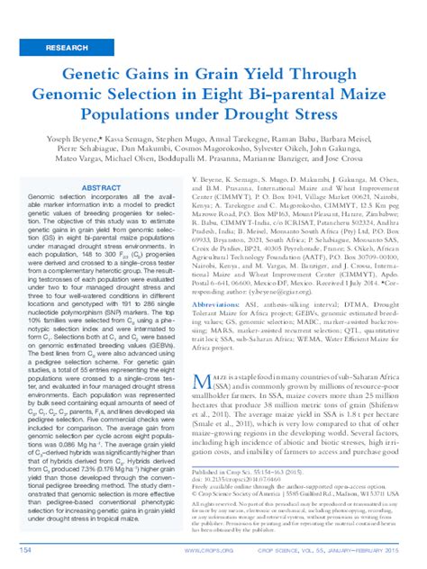 Pdf Genetic Gains In Grain Yield Through Genomic Selection In Eight