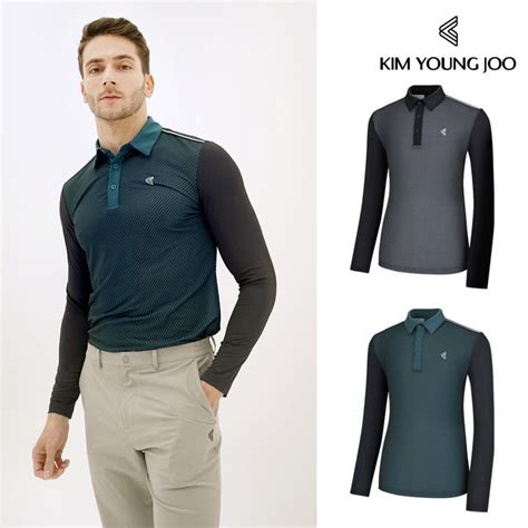 포스티 김영주 남성 골프웨어 봄 여름 코어 냉감 쿨링 기능성 긴팔 카라 티셔츠