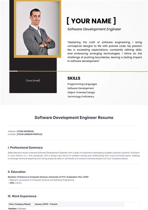Free Software Engineer Resume Templates To Edit Online And Download