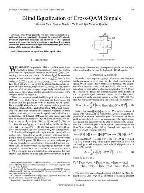 Pdf Blind Equalization Of Cross Qam Signals