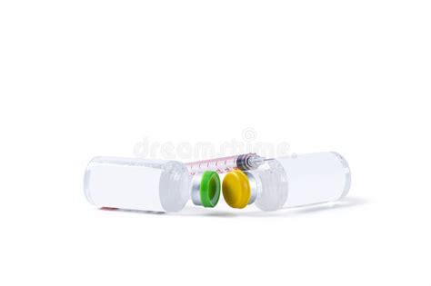 Medical Vials And Syringe On White Background Isolated Medical