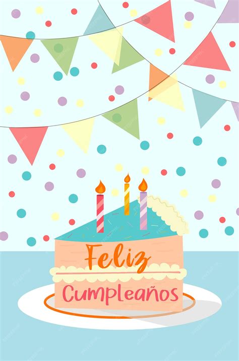 Premium Vector Birthday Cake With Candles Feliz Cumpleanos Happy