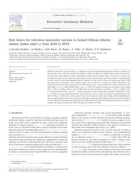 Pdf Risk Factors For Infectious Pancreatic Necrosis In Farmed Chilean