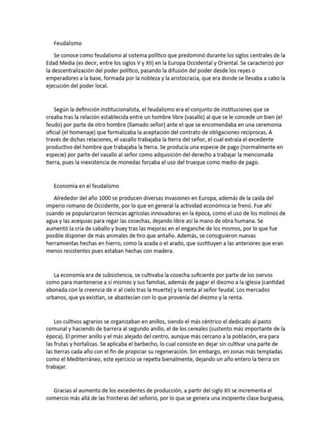 Feudalismo Pdf Feudalismo Edades Medias