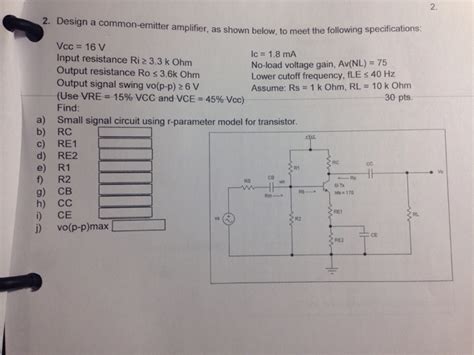 Solved Design A Common Emitter Amplifier As Shown Below To