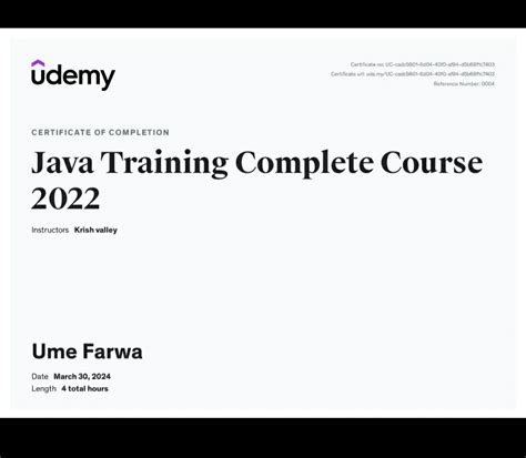 Completed Java Programming Course By Udemy Ume Farwa Posted On The Topic Linkedin