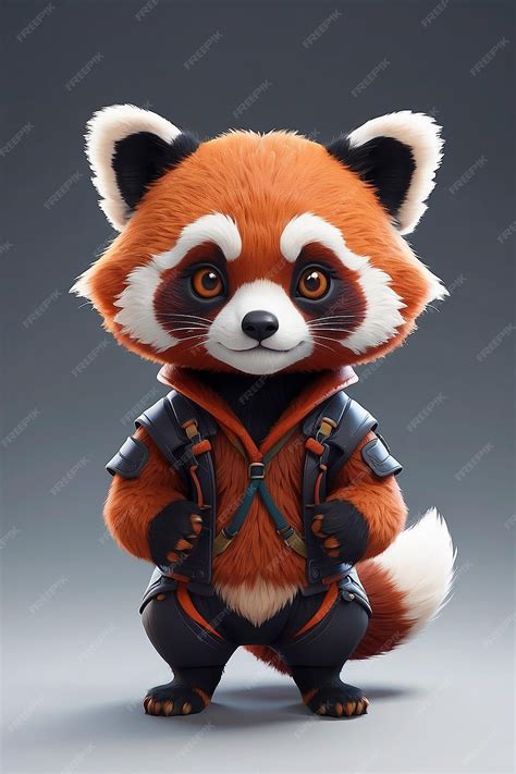 Premium Photo Cute Red Panda Character Design Generative Ai