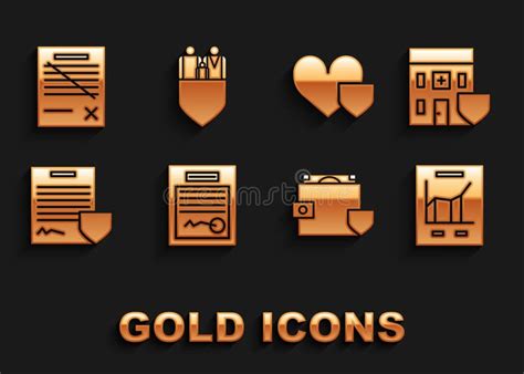Set Filled Form Medical Hospital Building With Shield Document Graph