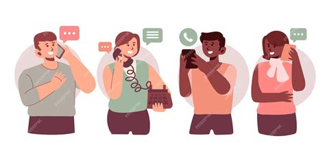 Premium Vector Cute Cartoon Modern Characters Communication