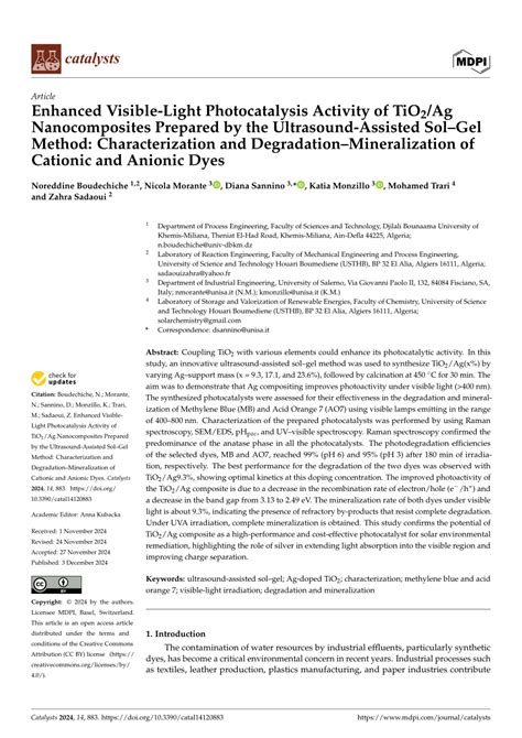 Pdf Enhanced Visible Light Photocatalysis Activity Of Tio2 Ag