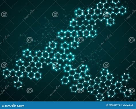Abstract Hexagonal Molecules Glowing Molecular Structure Of Dna