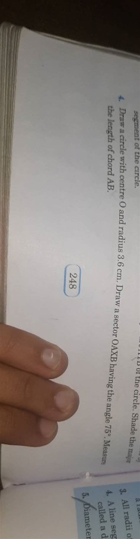 4 Draw A Circle With Centre O And Radius 36 Cm Draw A Sector Oaxb Havi