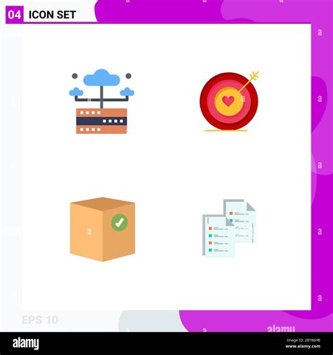 Stock Vector Icon Pack Of 4 Line Signs And Symbols For Database Check