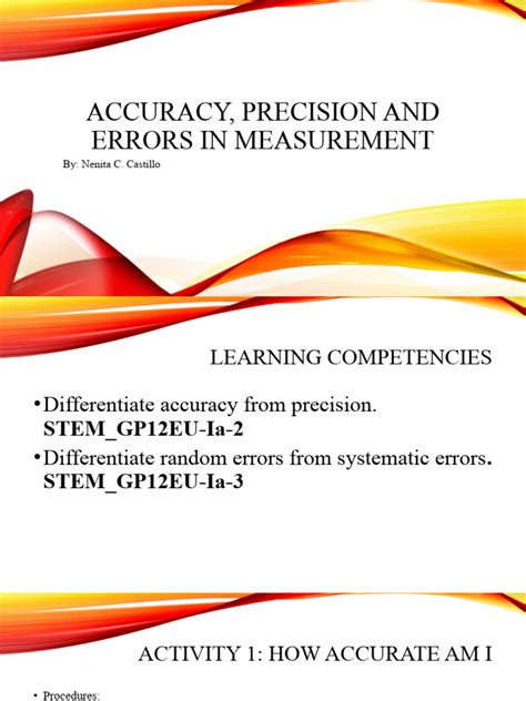 Accuracy Precision And Errors In Measurement 2 Pdf