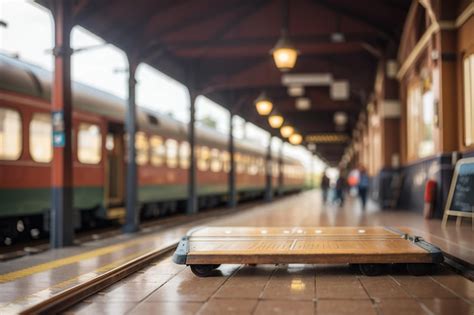Um Tabuleiro De Madeira Em Uma Estação De Trem Antiga Com Uma