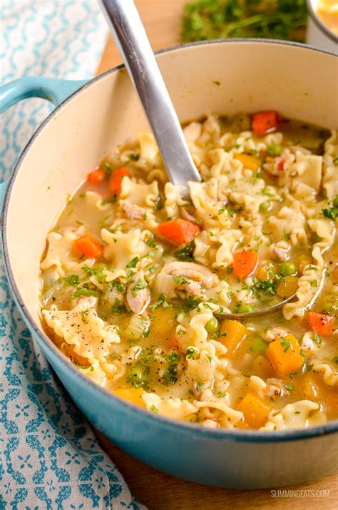 Chicken Vegetable Pasta Soup Slimming Eats Slimming Recipes