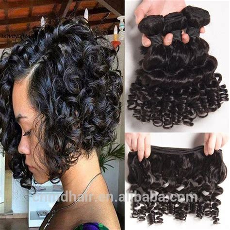 Source Short Curly Bob Hair Brazilian Hair Weave On M Alibaba Com Curlyhairwithbangs Kinky
