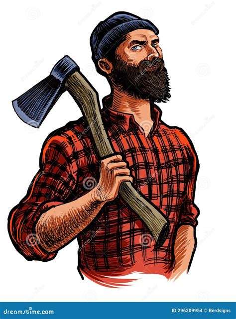 Lumberjack With Axe Stock Illustration Illustration Of Cartoon 296209954