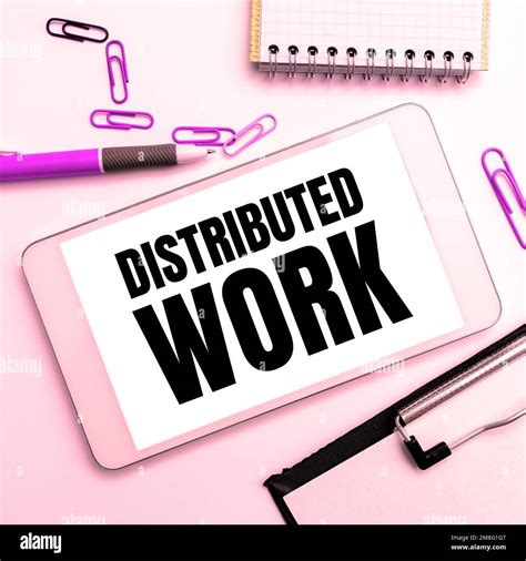 Hand Writing Sign Distributed Work Business Overview Practiced By