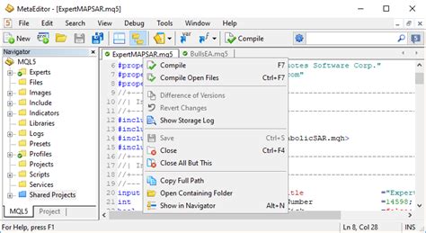 Working With Windows Workspace Metaeditor Help