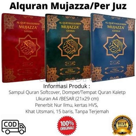 Jual Al Quran Perjuz Ukuran A4 Mujazza AlQuran Per Juz A4 Tanpa Terjemah Di Seller Laris Plaza