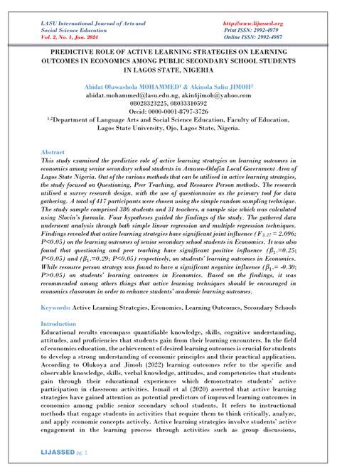 Pdf Predictive Role Of Active Learning Strategies On Learning