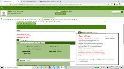 query error on opening a patient demographics · issue 4010 · openemr
