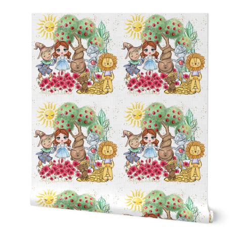 18x18 Panel Wizard Of Oz Characters Wallpaper Spoonflower