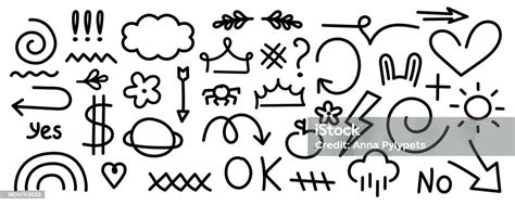 Tangan Digambar Doodle Sketsa Gaya Ikon Ikon Sketsa Sederhana Koleksi