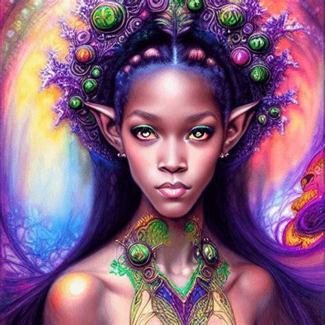 Black Girl Elven Princess Portrait · Creative Fabrica