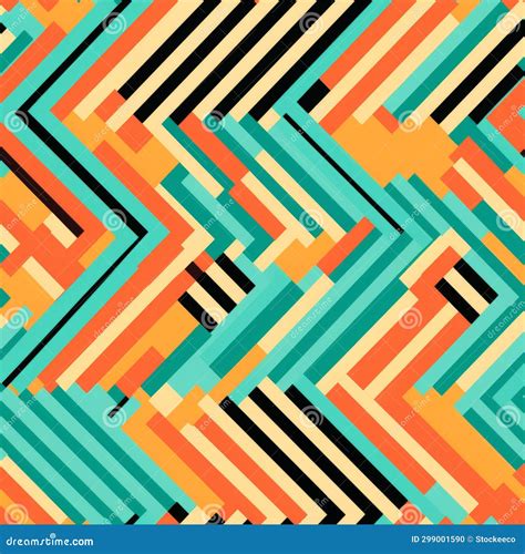 Colorful Zigzag Pattern Abstract Art Deco Geometric Design Stock Illustration Illustration Of