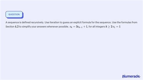 ⏩solveda Sequence Is Defined Recursively Use Iteration To Guess An